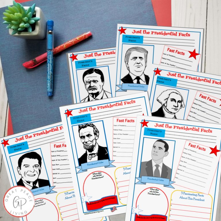 Just the Presidential Facts Notebooking Pages