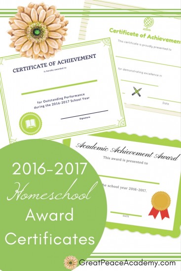Printable Award Certificates for your Homeschool | Renée at Great Peace