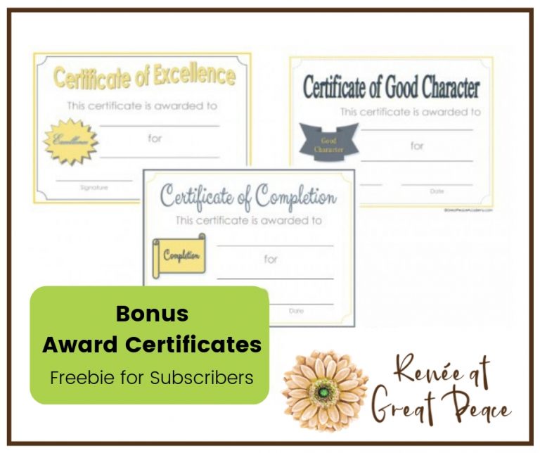 Printable Award Certificates for your Homeschool | Renée at Great Peace